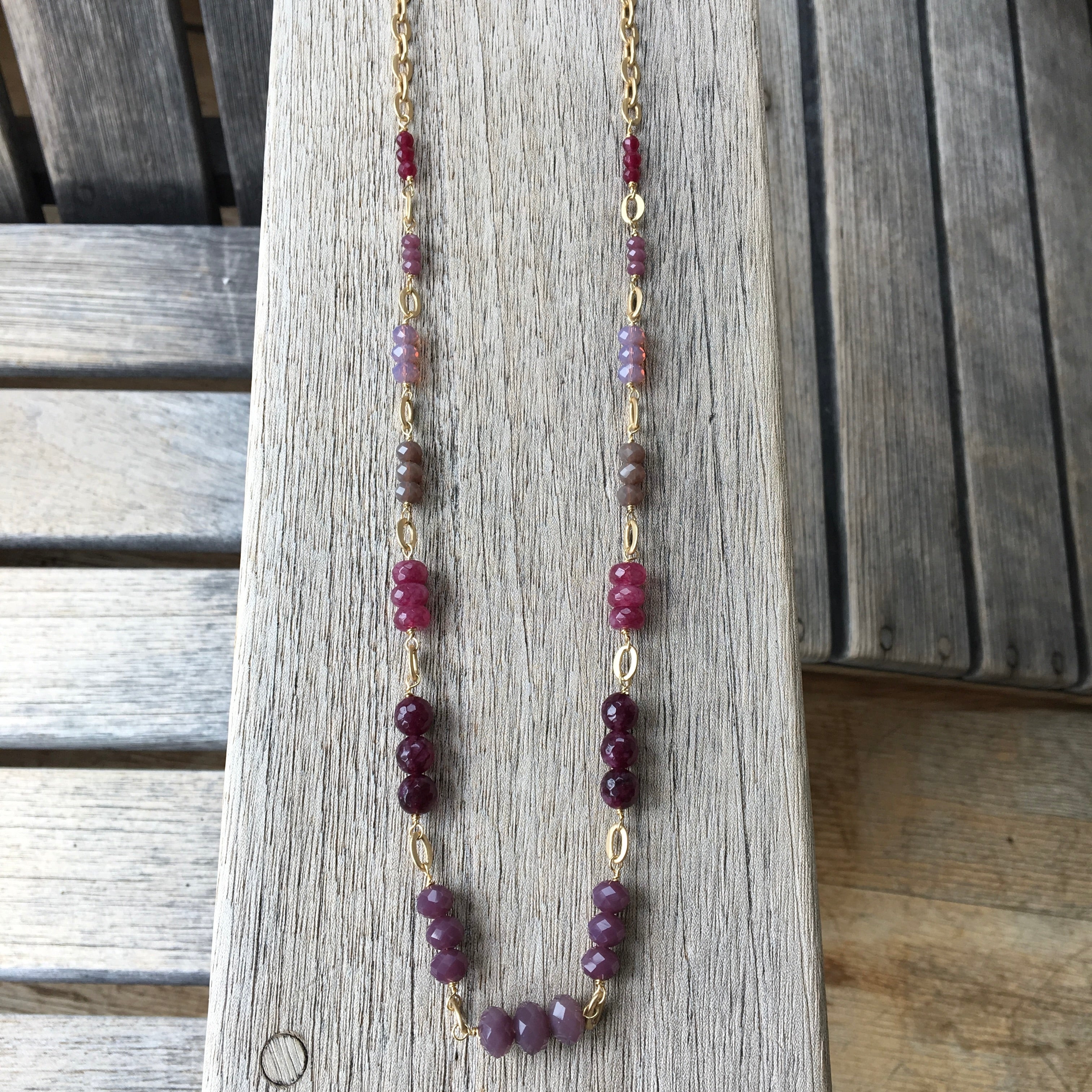 Purple Jade, Ruby and Crystal Gold Necklace | SALE – Dana Herbert ...