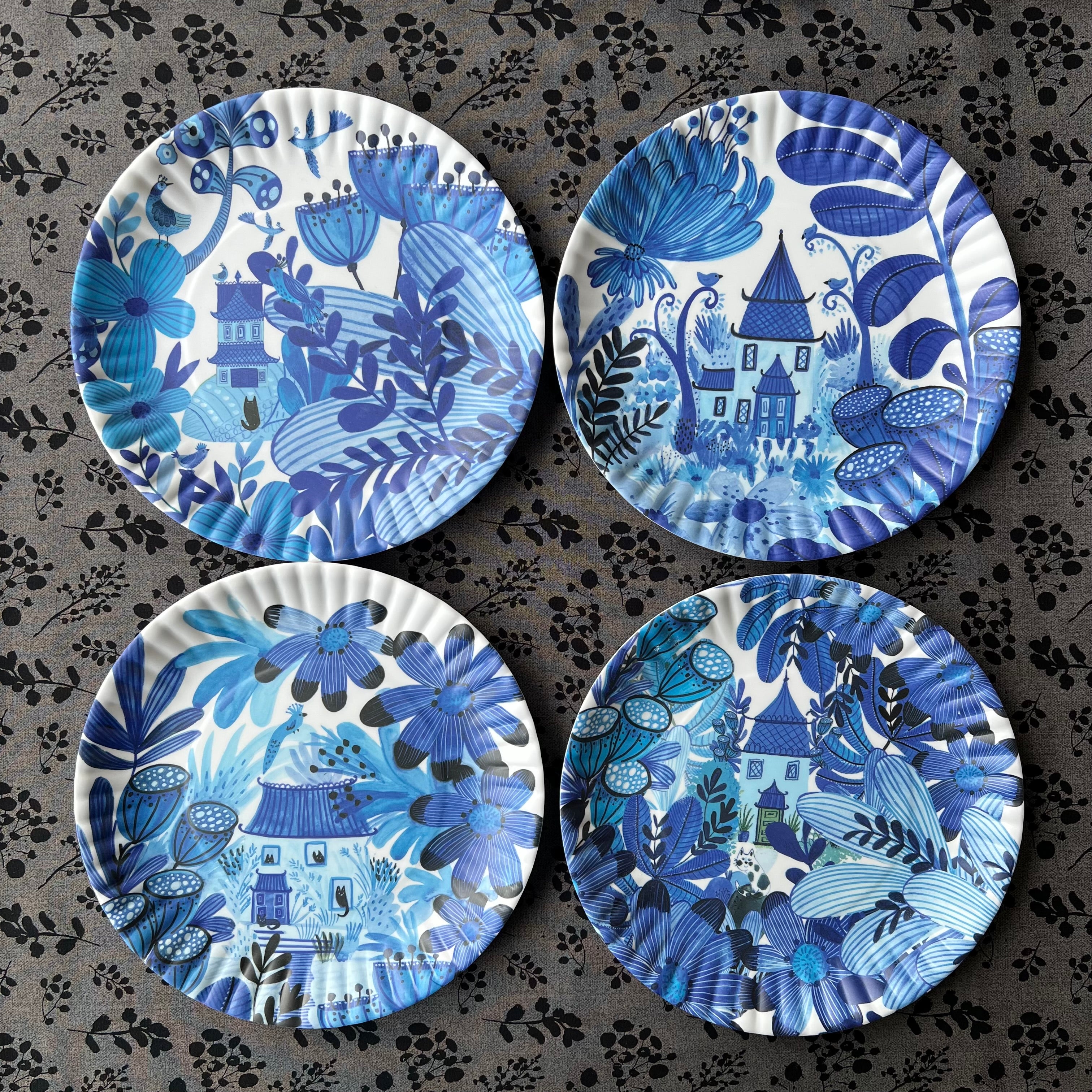 Melamine "Paper" Plates | Blue + White – Dana Herbert Accessories