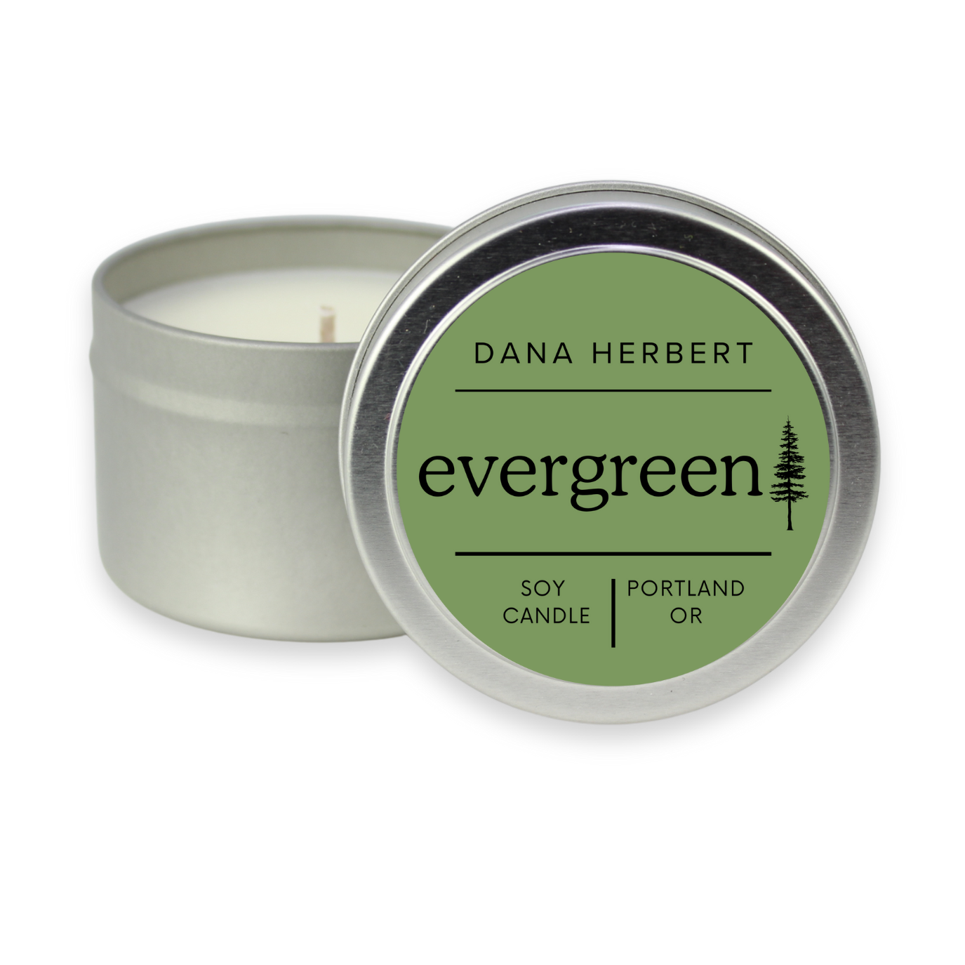 Evergreen Soy Candle Tin | 4oz | Dana Herbert Accessories